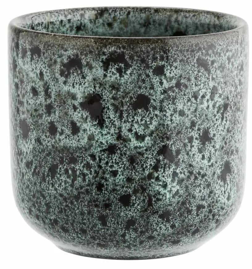 MADAM STOLTZ Kameninový hrnek Turquoise Spots 300 ml, modrá barva, zelená barva, keramika