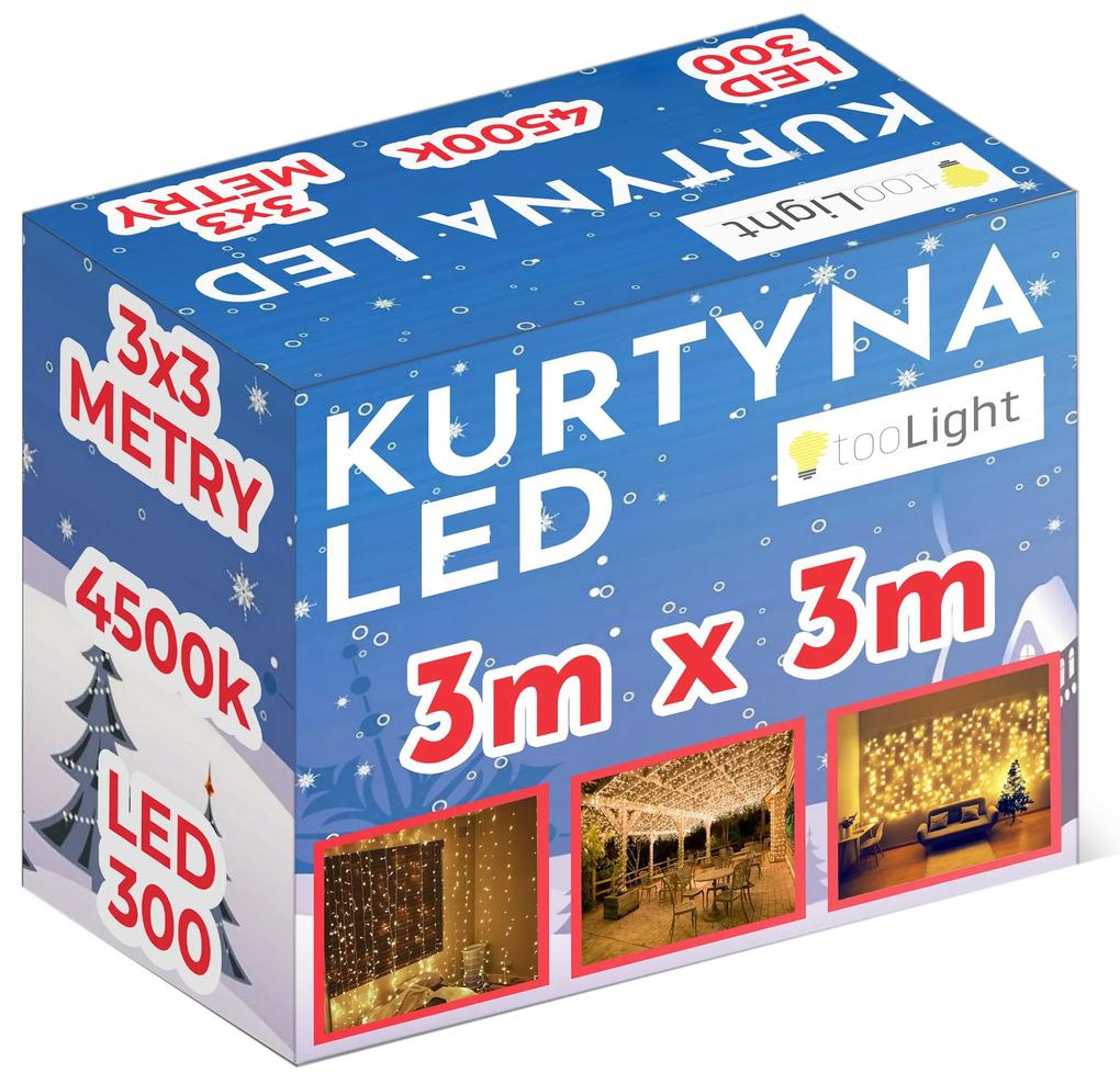 Tutumi, LED závěs 300 diod 3x3m GL2001, teplé bílé světlo, CHR-00316
