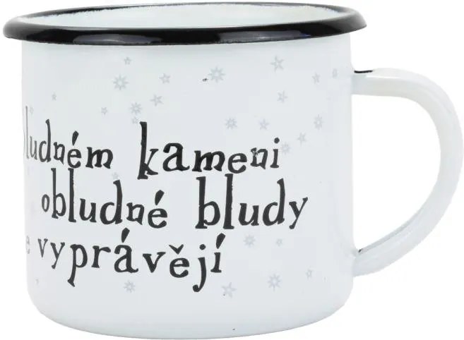 Belis smaltovaný hrnek 8 cm/0,35 l, bílý "kámen" v krabičce