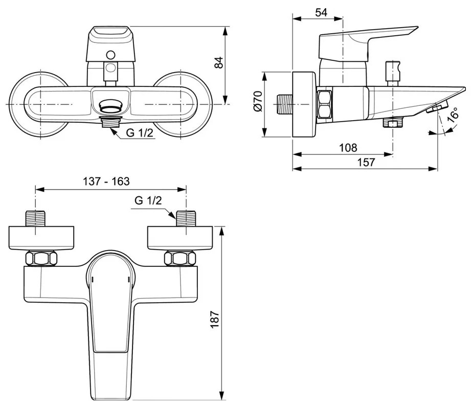 Ideal Standard Tesi- vanová baterie nástěnná A6583AA