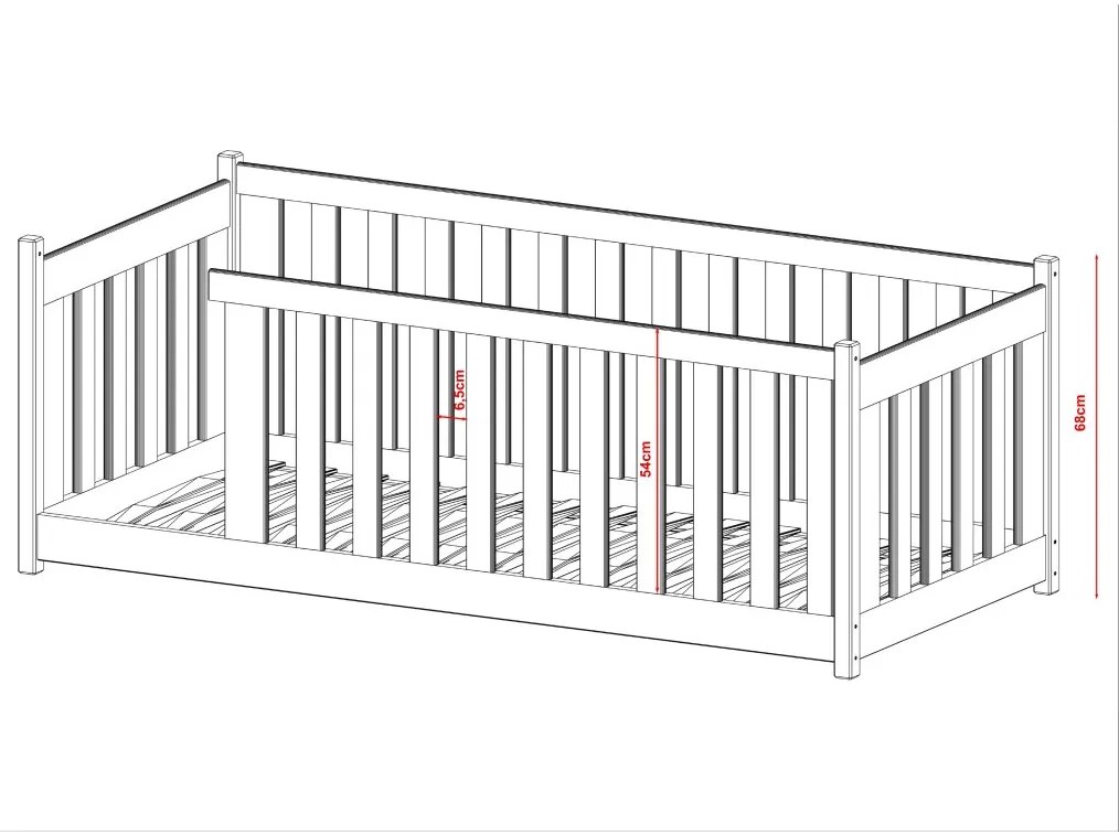 Legno Dětská postel s ohrádkou Koncept borovice Rozměr (cm): 80x160