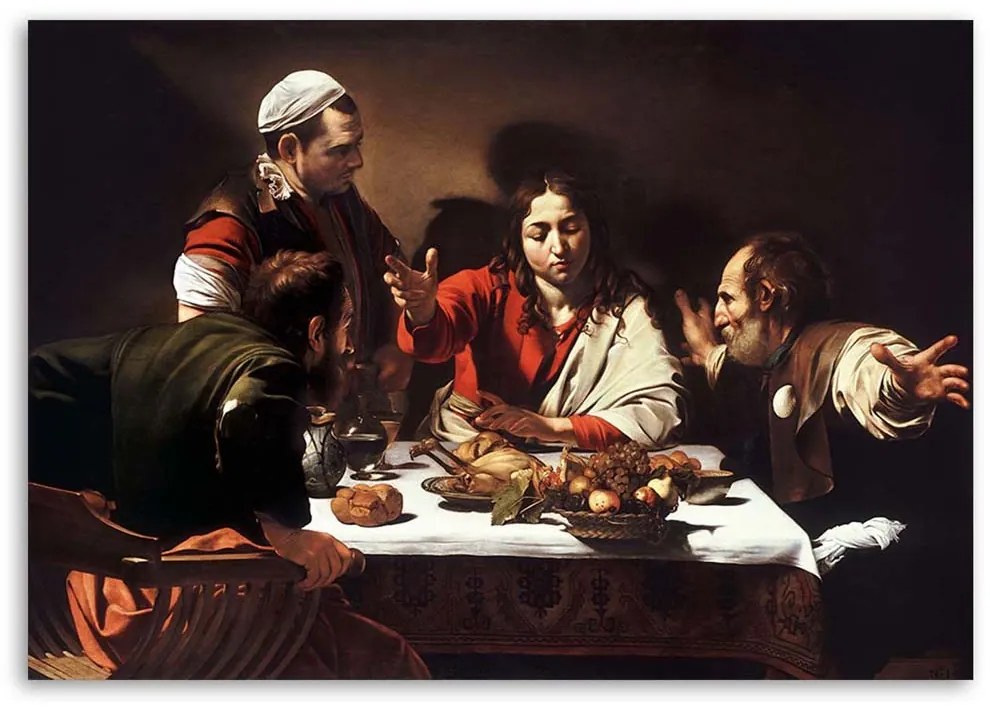 Gario Obraz na plátně Večeře v Emauzích - Michelangelo Merisi da Caravaggio, reprodukce Rozměry: 60 x 40 cm