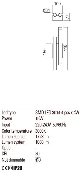 Redo Nástěnné LED svítidlo MADISON, š. 10 cm Barva: Měděná