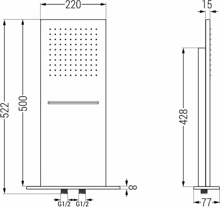 Mexen Waterfall sprchová nerezová hlavice Slim 50 x 22 cm, bílá, 79190-20