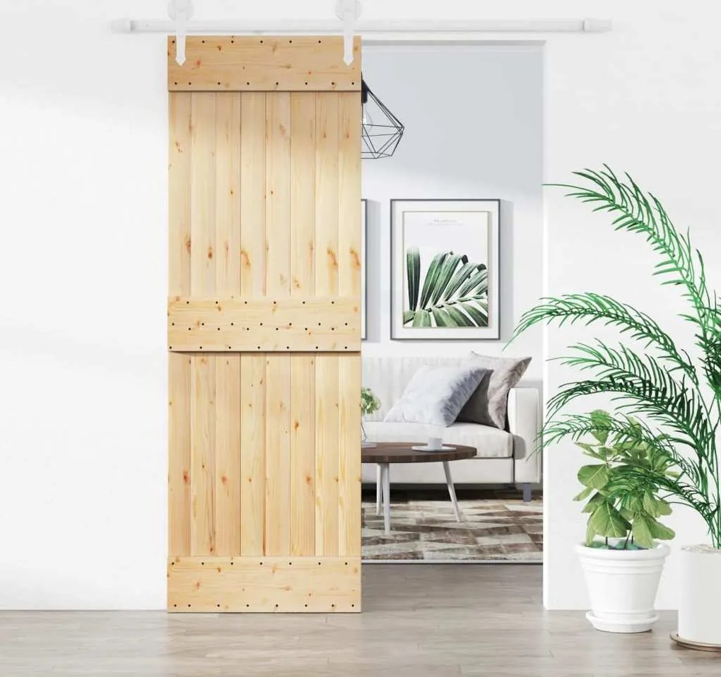 vidaXL Posuvné dveře s kováním 70 x 210 cm masivní borové dřevo [3203215]