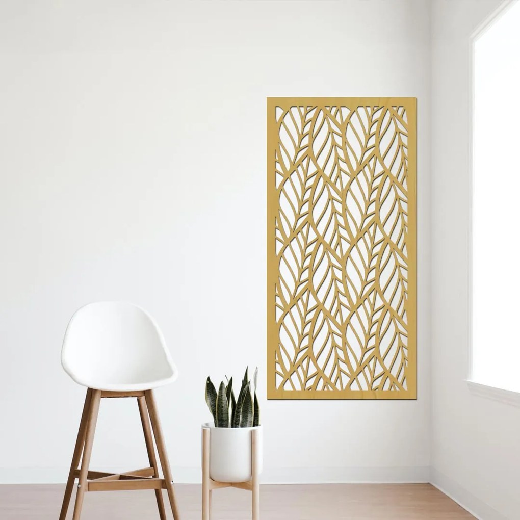 dřevo života Dřevěný dekorační panel LEAF III Zvolte rozměr (cm): 20x40, Zvolte barvu dekoru: Černá