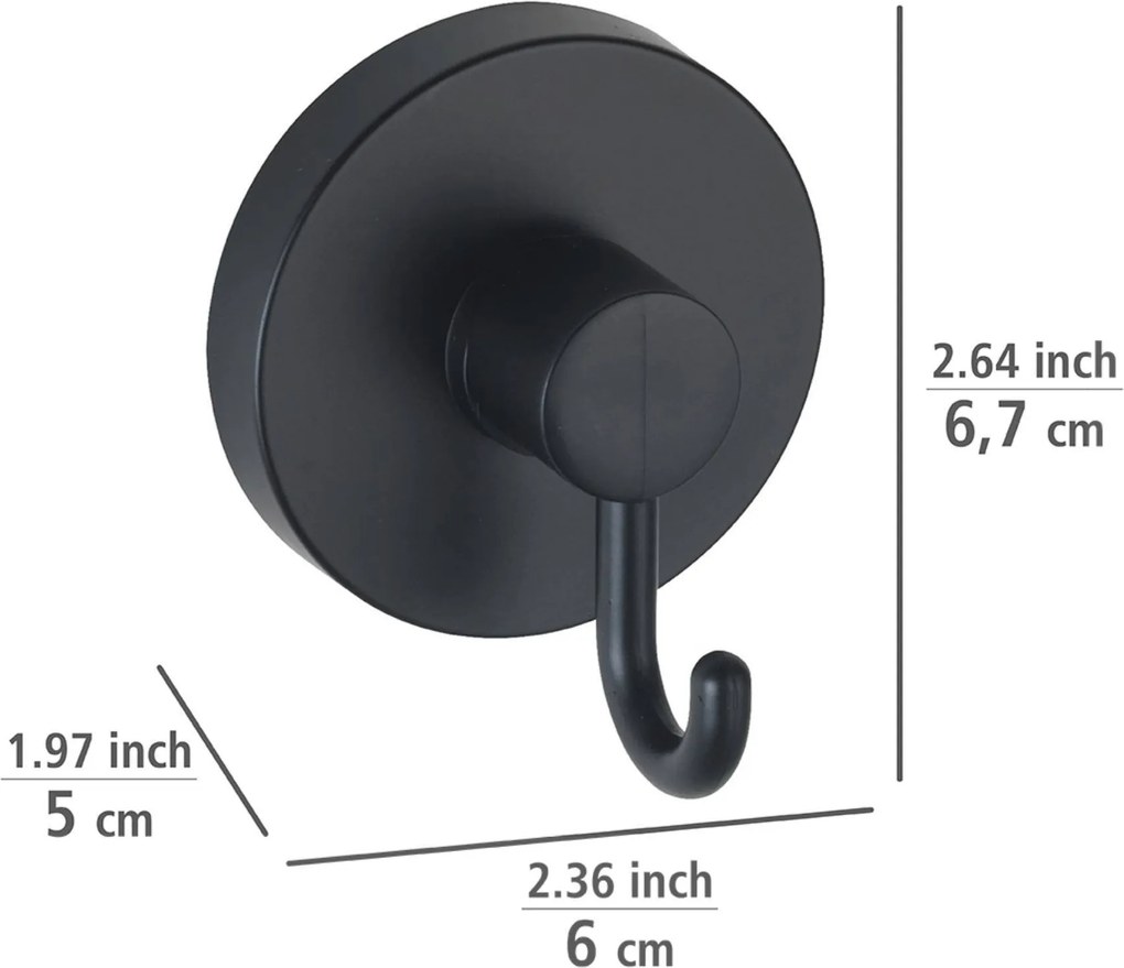 Sada koupelnových háčků, 2 ks, Vacuum-Loc, černé