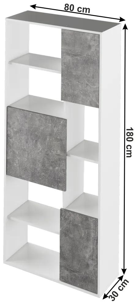 Regál Umini (bílá + beton). 1016645