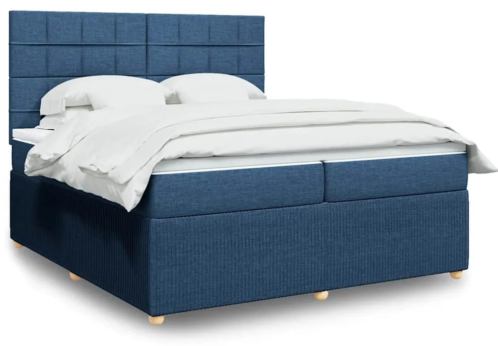 Box spring postel s matrací modrá 200x200 cm textil 3292169