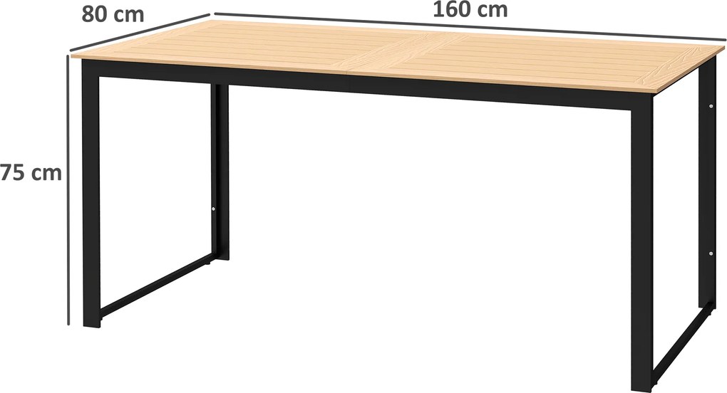 Zahradní stůl pro 6 osob 160 x 80 cm Balkonový stůl odolný proti povětrnostním vlivům s lamelovou deskou, venkovní bufetový stůl z teakového dřeva