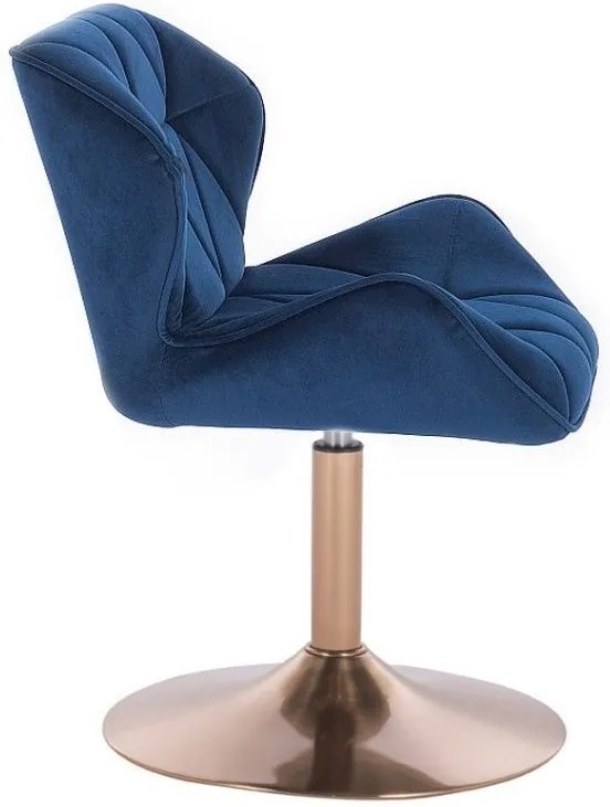 LuxuryForm DESIGN Otočná židle MILANO VELUR na zlatém talíři - modrá