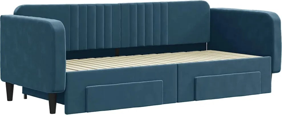 Válenda s přistýlkou a zásuvkami modrá 90 x 200 cm samet 3197110