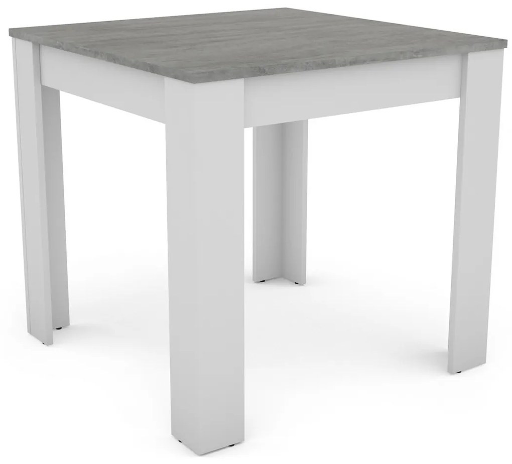 Jídelní stůl David 80x80 cm, bílý/šedý beton