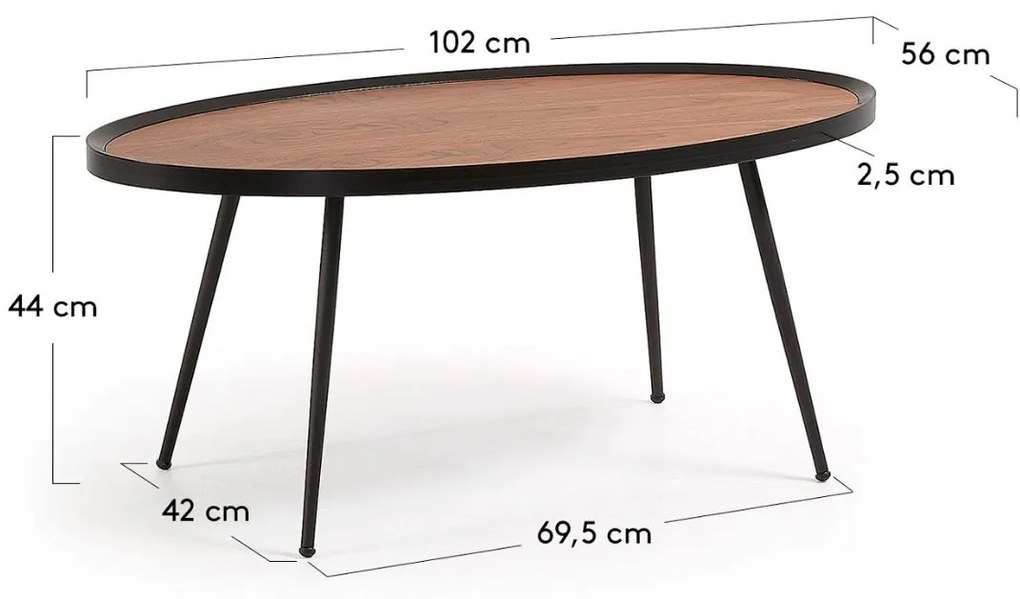 OnaDnes -20% Ořechový konferenční stolek Kave Home Kinsley 102 x 56 cm