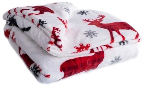 Jahu Vánoční deka mikro Červený jelen 150x200 cm