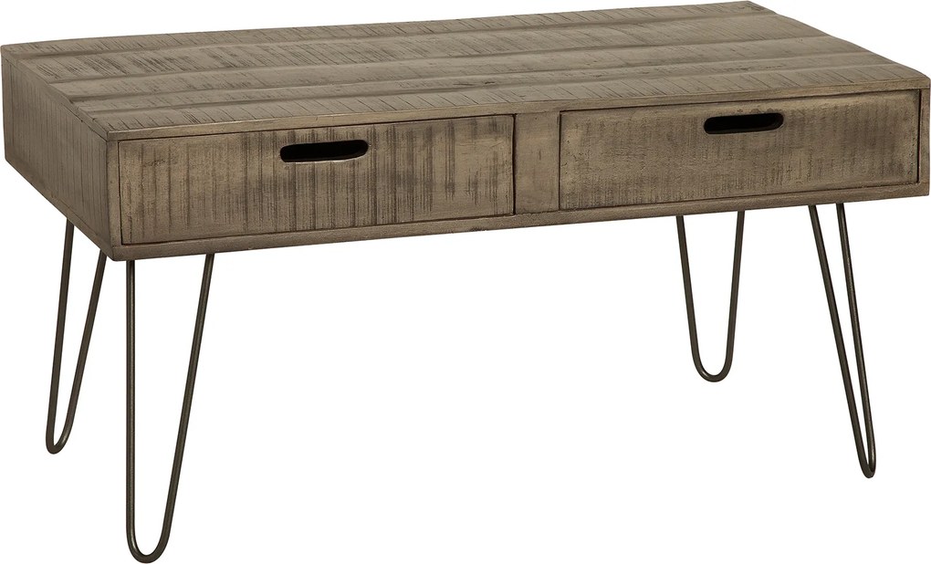Noble Home Konferenční stolek NIMBUS se zásuvkami, 100 cm, mango, šedá