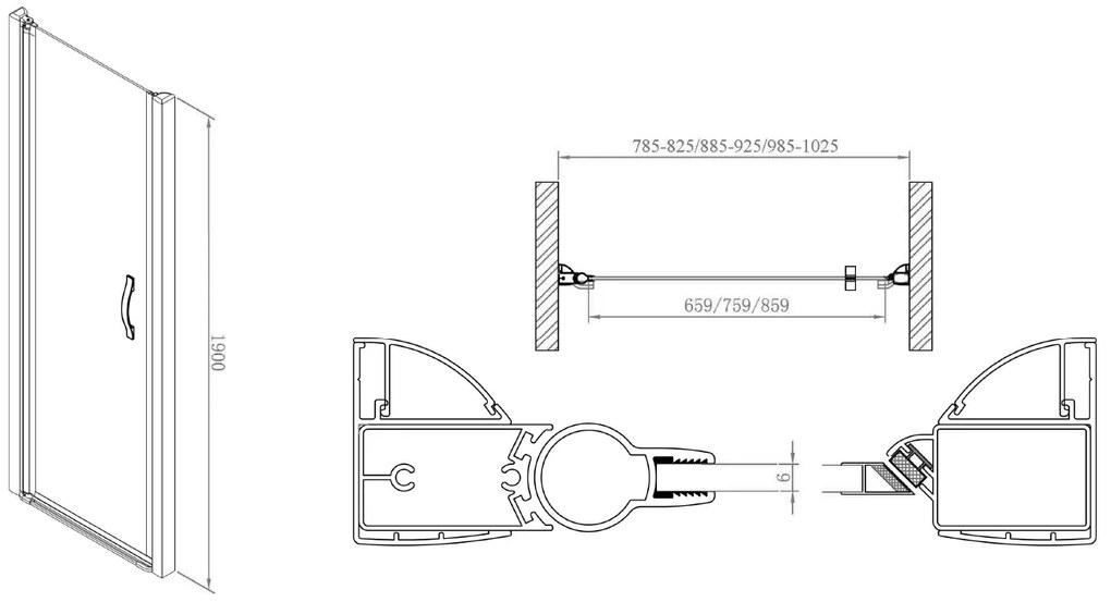 Gelco ONE sprchové dveře do niky 1000 mm, čiré sklo GO4410D GO4410D