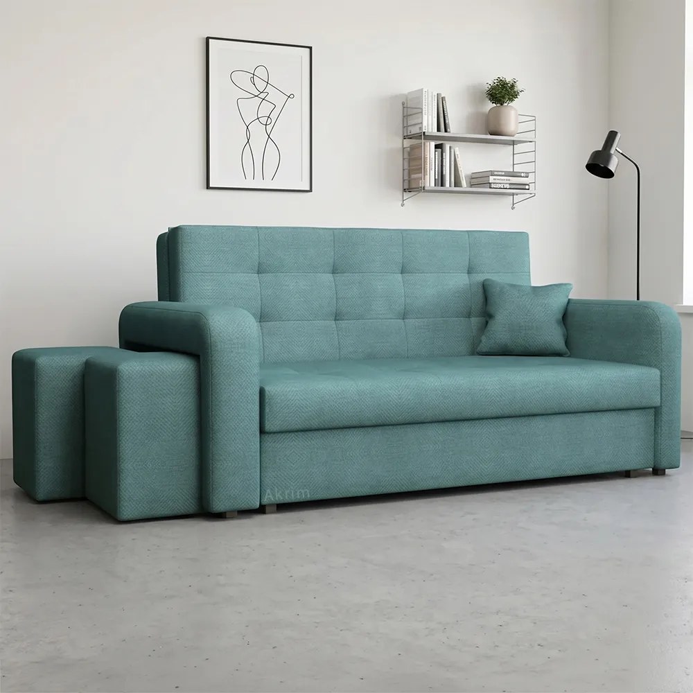 Pohovka VIVA III HOME + 2x taburet v ceně | 178 cm | LEVÁ | rozkládací + úložný prostor | VÝBĚR TKANIN