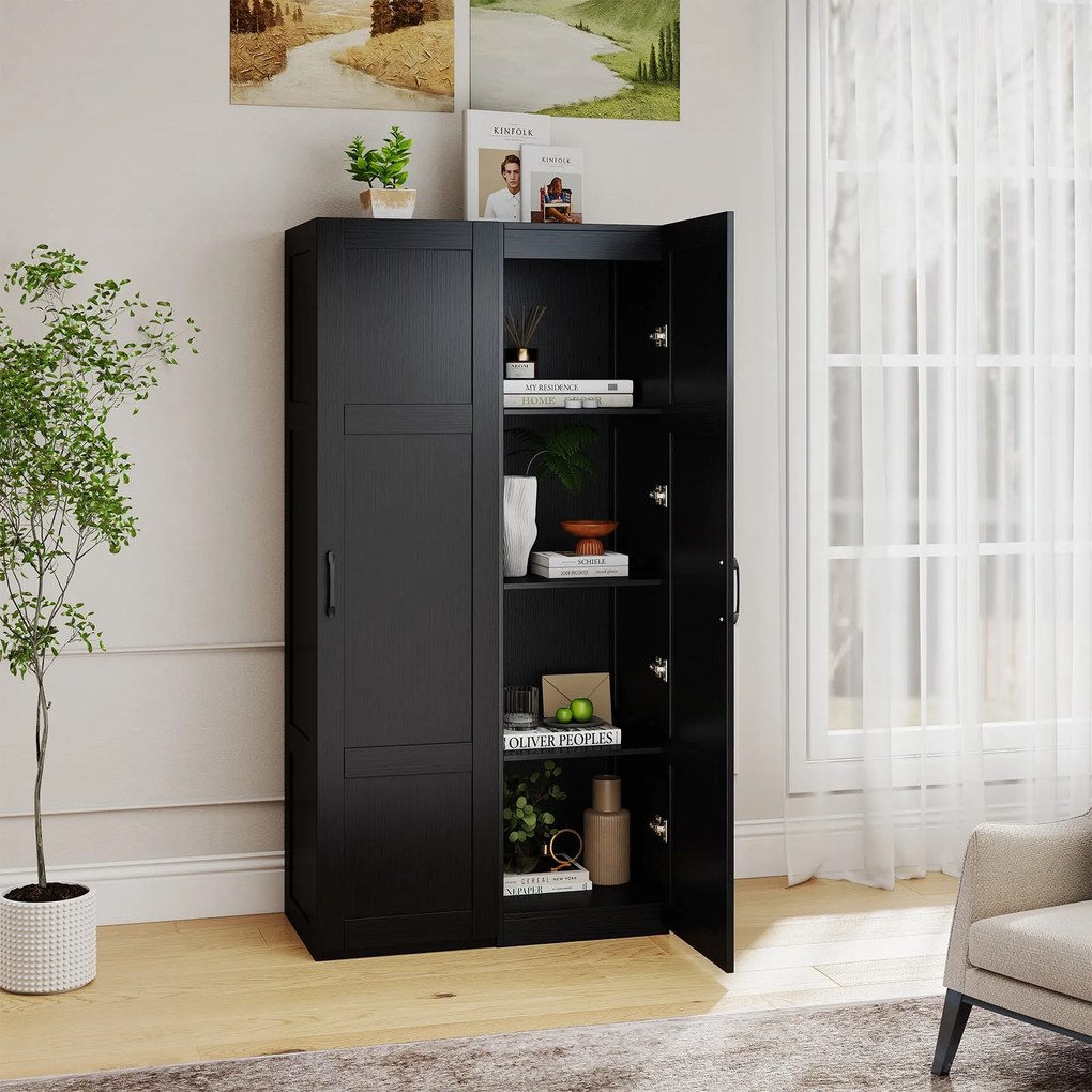Costway 150 cm vysoká úložná skříň volně stojící 4patrová podlahová s dvířky