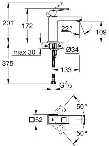 Grohe Eurocube Umyvadlová baterie G23446000