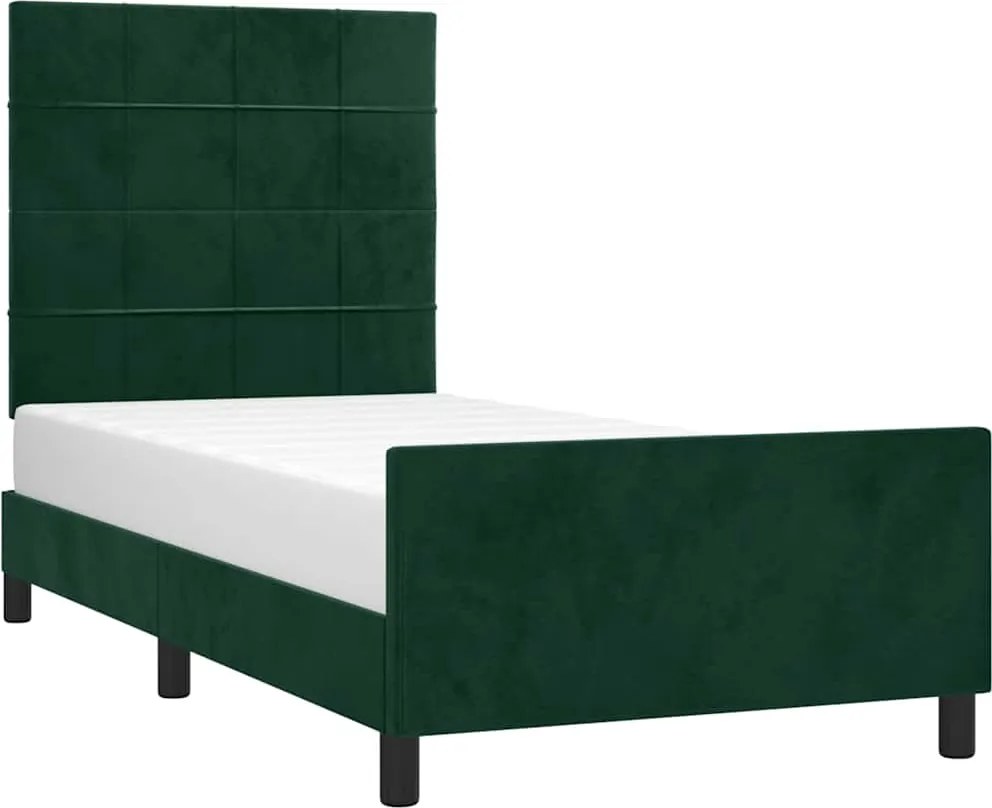 Rám postele bez matrace tmavě zelená 80 x 200 cm samet 3125724
