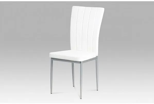 Artium  Jídelní židle koženka bílá / šedý lak