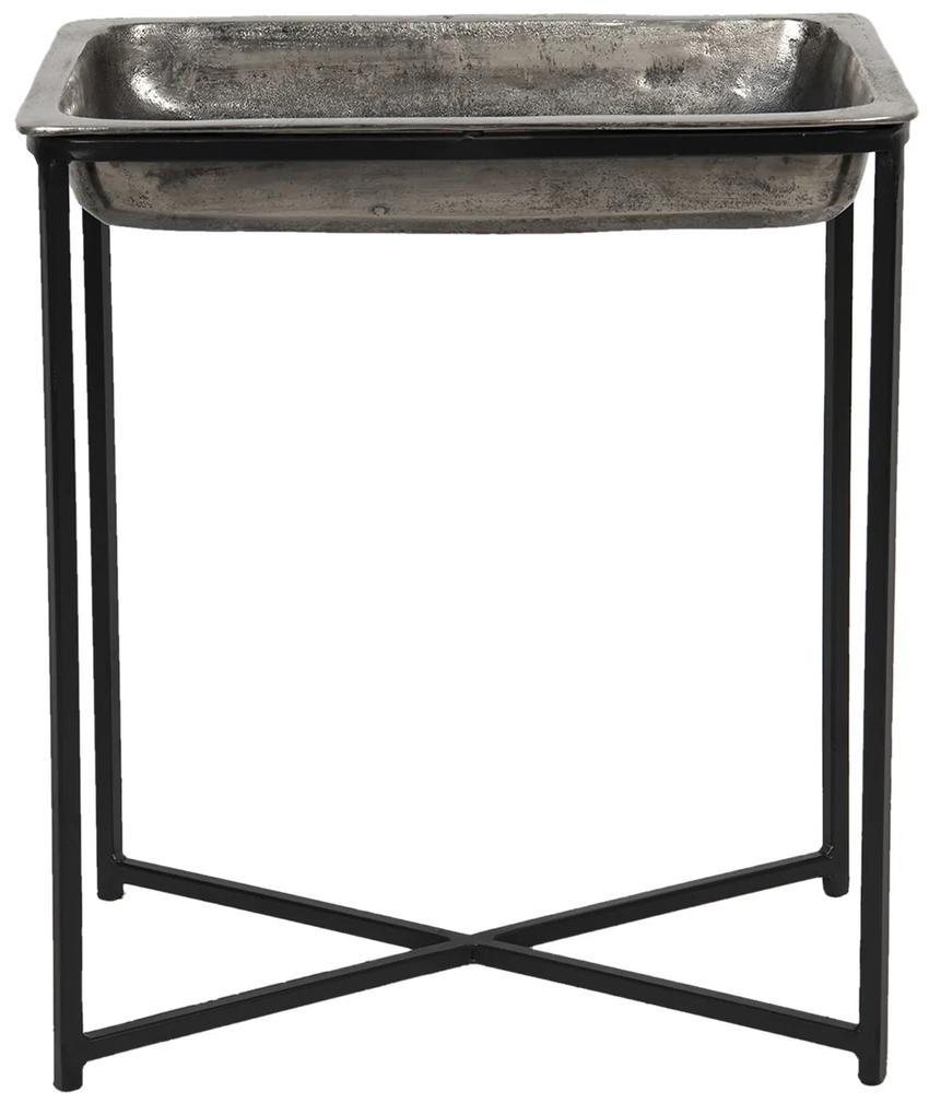 Vintage kovový odkládací stolek ve stříbrném provedení Marrok - 45*31*52 cm