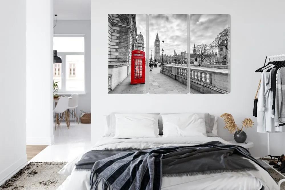 Vícedílný obraz Červená Londýnská Telefonní Budka 3D Nedostatek Nedostatek Plátno Canvas 150x100