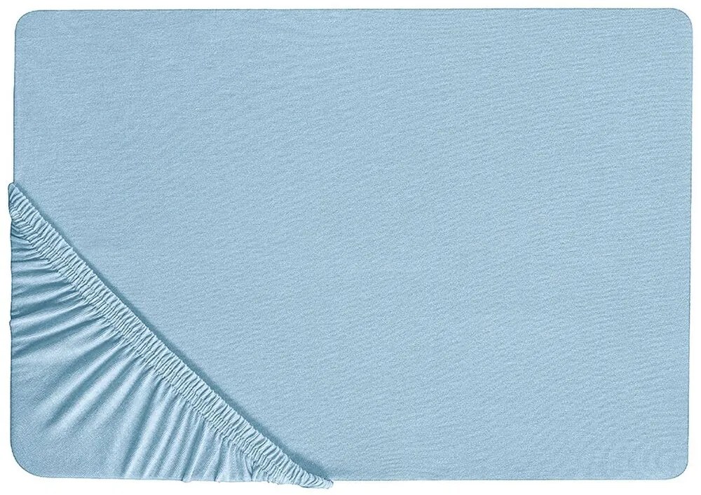 Bavlněné prostěradlo 200 x 200 cm světle modré HOFUF Beliani