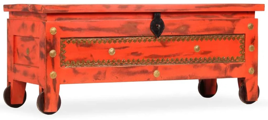 244949 vidaXL Úložná truhla červená z mangovníkového masivu 101 x 39 x 42 cm