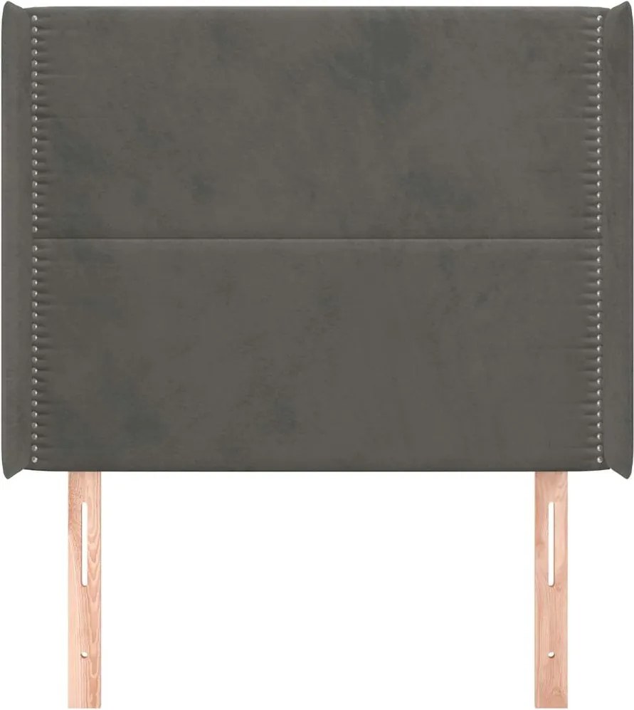 Čelo postele typu ušák tmavě šedé 83x16x118/128 cm samet 3119471