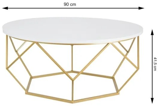 Konferenční stolek DIAMOND 41,5x90 cm zlatá/bílá