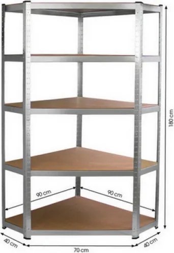 Rohový regál kovový FIELDMANN FDR 1840R 5polic 180x90x40mm 50003816