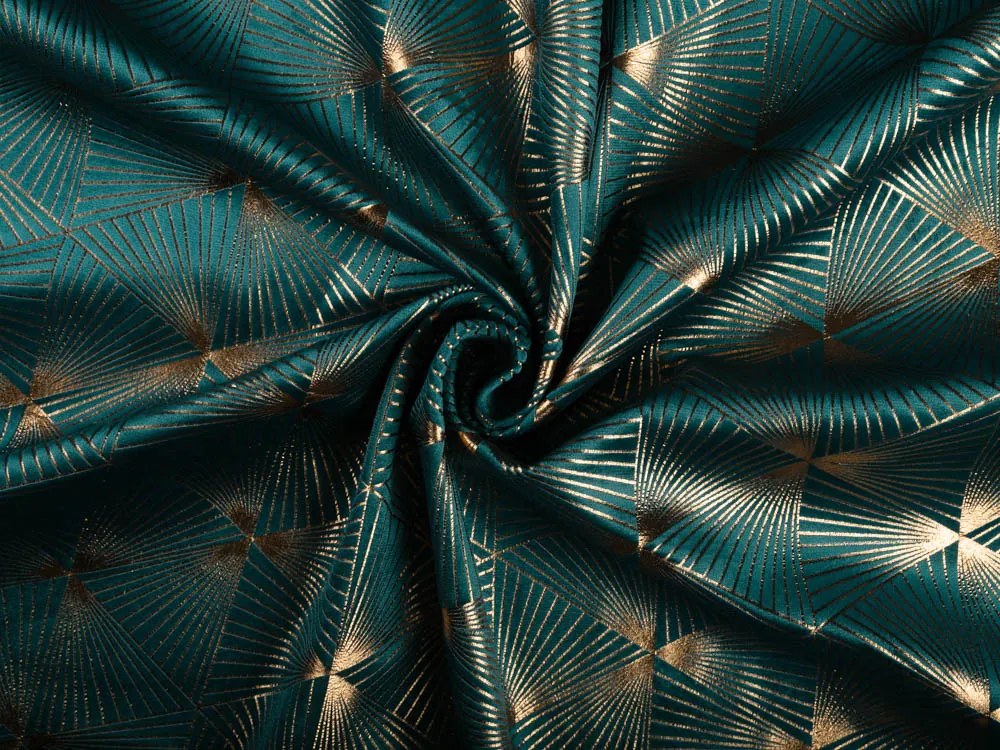 Biante Sametový povlak na polštář Isabela IBL-008 Rose Gold trojúhelníky na petrolejovém 40 x 60 cm