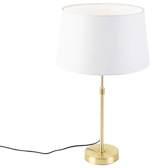 Stolní lampa zlatá/mosazná s bílým lněným stínítkem 35 cm - Parte Biano.cz