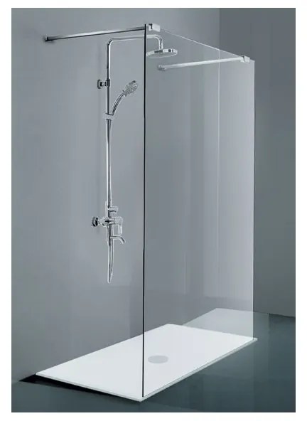 Walk-in sprchový kout CALA - 195 cm, Univerzální, Hliník chrom, Čiré bezpečnostní sklo - 8 mm, 100 cm HOPA