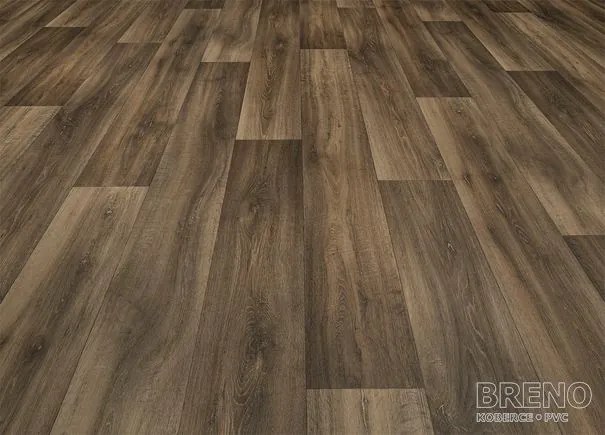 Breno PVC PURETEX Lime Oak 661D – tmavé dřevo, šíře 400 cm