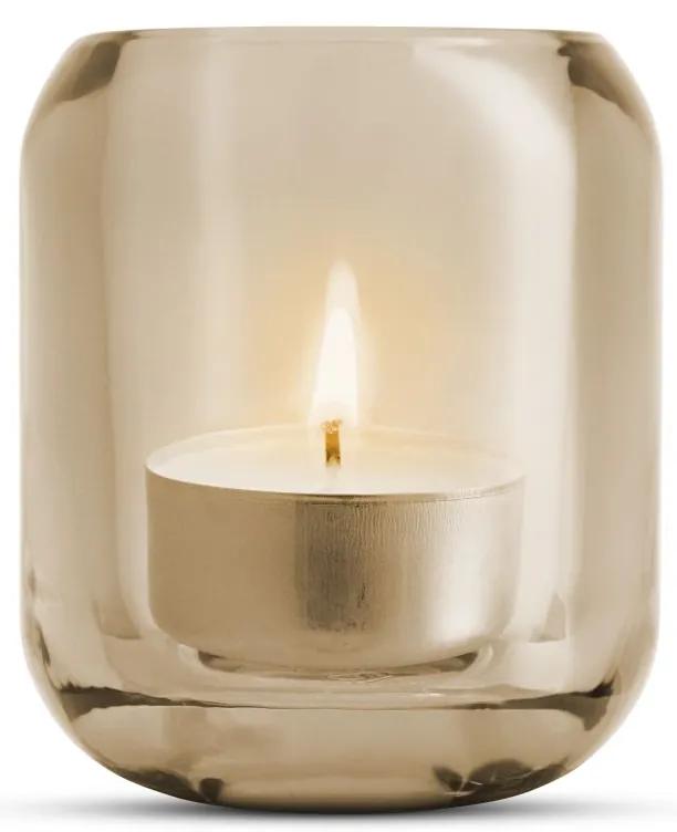 Eva Solo Skleněný svícen na čajovou svíčku Acorn Hazel Brown - set 2 ks, hnědá barva, sklo