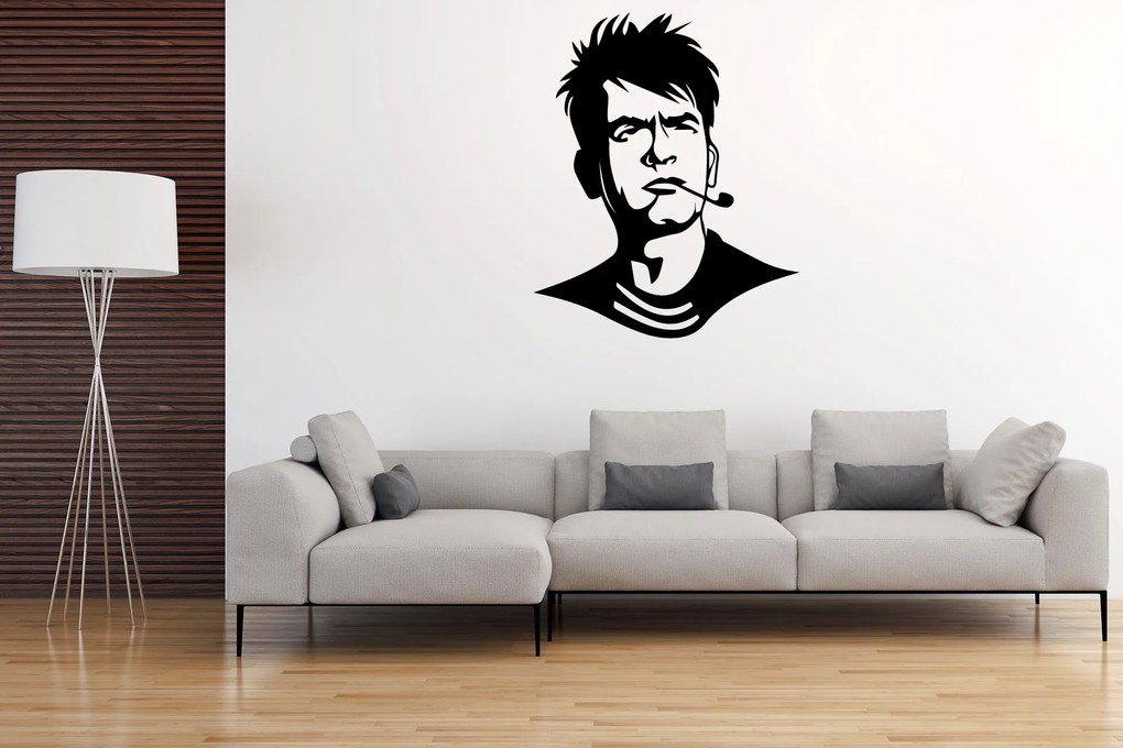 Lepy.cz Samolepka na zeď Charlie Sheen Velikost (šířka x výška): 30x37cm, Barevná varianta: Bílá