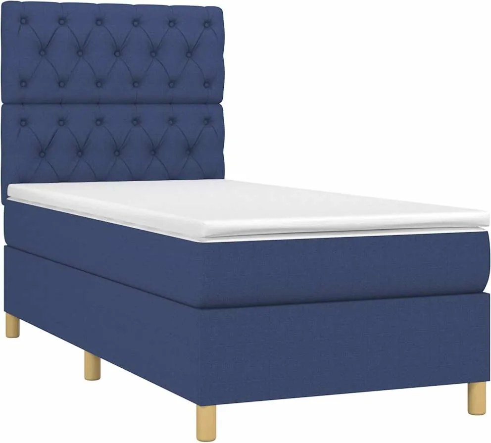 Box spring postel s matrací a LED modrá 80 x 200 cm textil 3135635