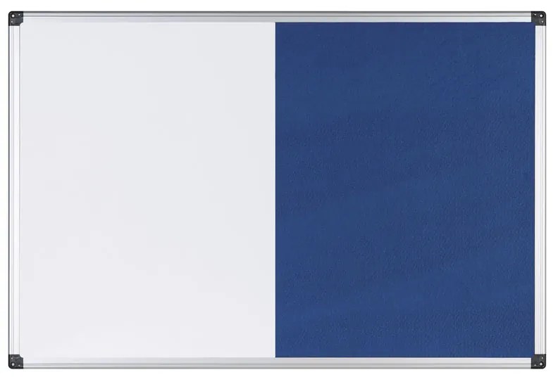 Bi-Office Popisovací magnetická tabule a textilní nástěnka, bílá/modrá, 1200 x 900 mm