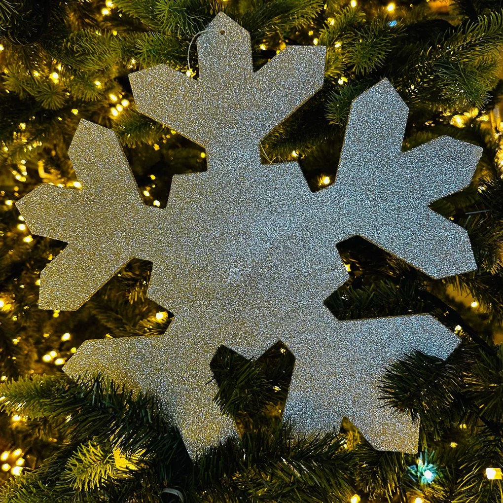 Vánoční ozdoba vločka I, pr. 80 cm, stříbrná, překližka, venkovní