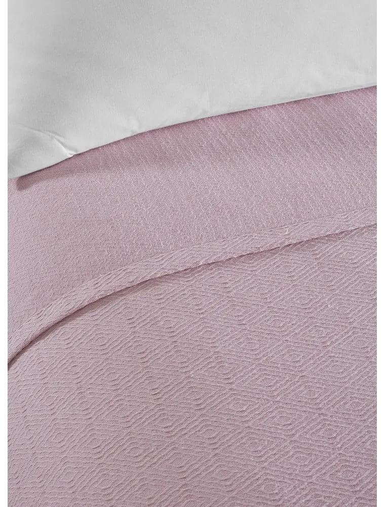 Růžový bavlněný přehoz na dvoulůžko 200x230 cm Serenity – Mijolnir