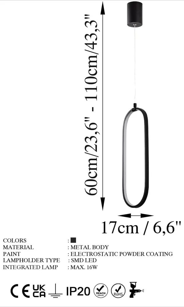 Černé LED závěsné svítidlo Can – Opviq lights