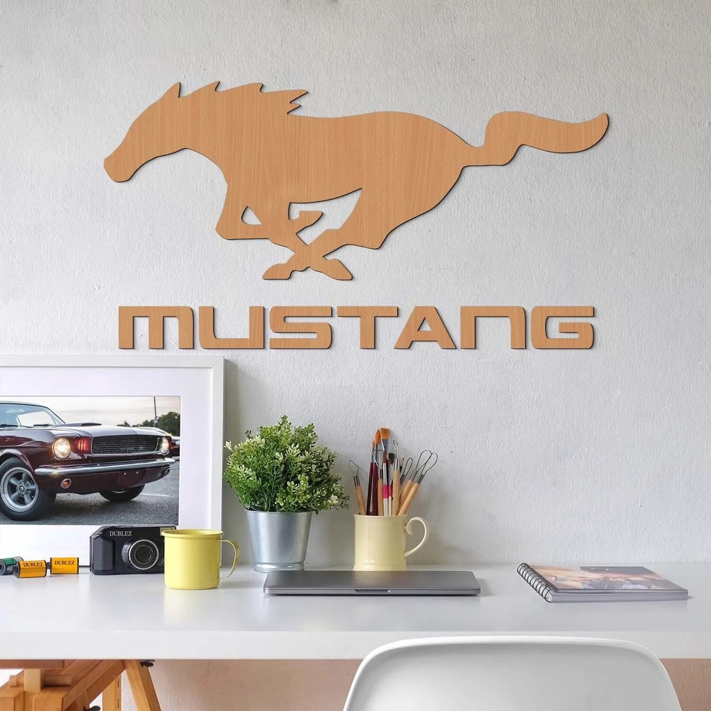 DUBLEZ | Dřevěný znak auta - Logo Mustang | Obraz