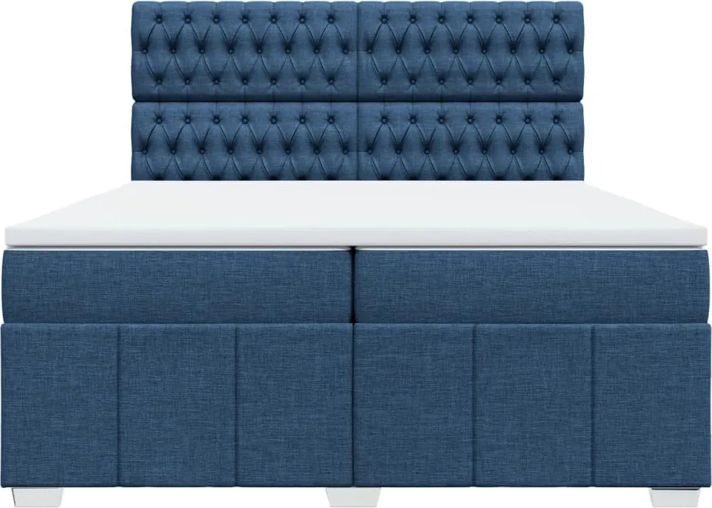 Box spring postel s matrací modrá 200x200 cm textil 3291788