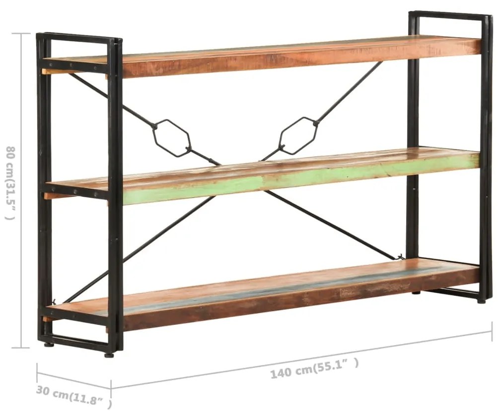 vidaXL Marketos Knihovna se 3 policemi 140x30x80 cm masivní recyklované dřevo