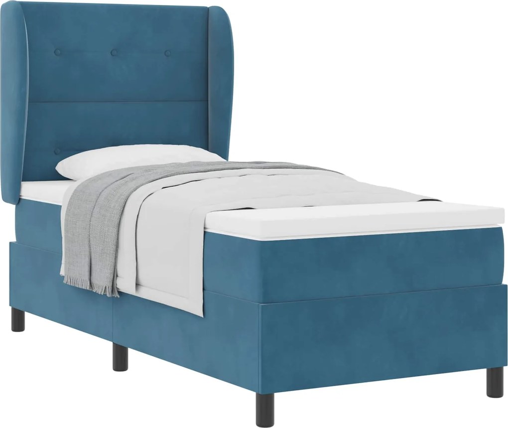 Postel s boxspringem s čelo Tmavě modrá 200 x 100 cm samet 3340920
