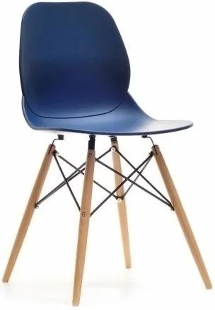 design4life Moderní jídelní židle SWEN Modrá - dřevěná podnož