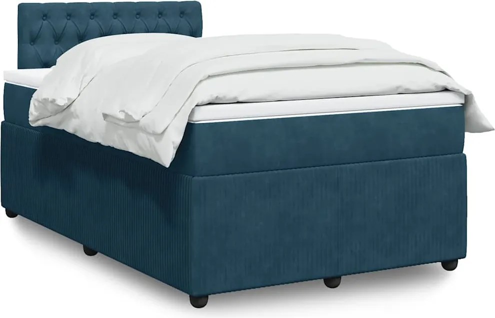 Box spring postel s matrací modrá 120 x 200 cm samet 3287720
